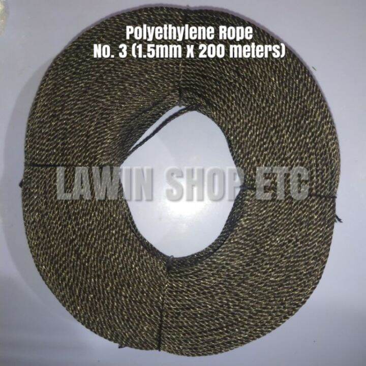 Rope No. 3 (1.5mm x 200 meters) Golden Brown Black Polyethylene Rope ...