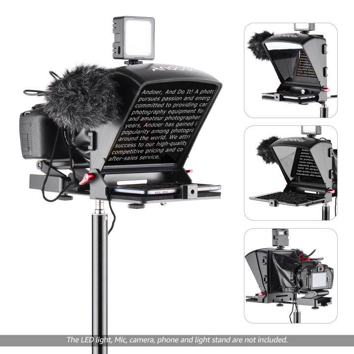 Andoer A1 Universal แบบพกพา Teleprompter Prompter สำหรับสมาร์ทโฟน/แท็บ ...