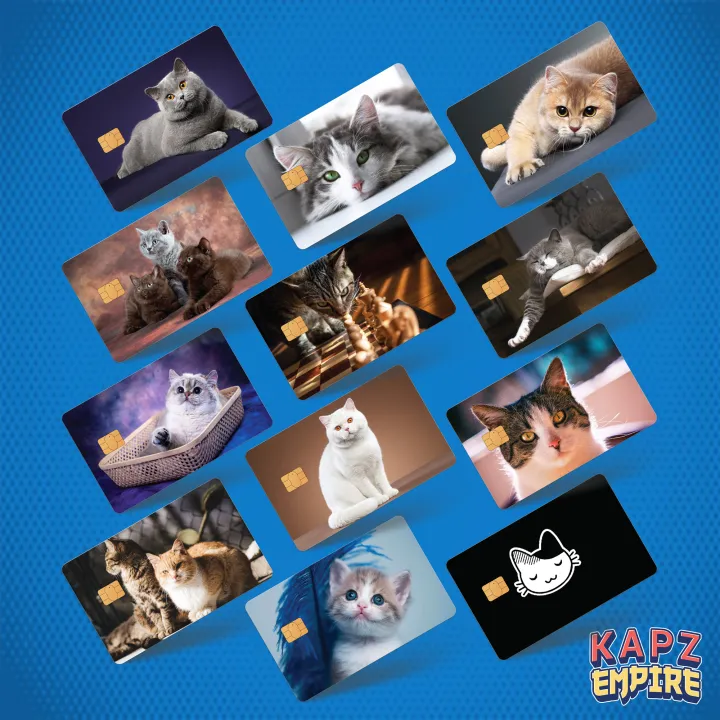 Cat Kitten ATM Bank Sticker Card Cover Access Touch n Go Skin Bank ...