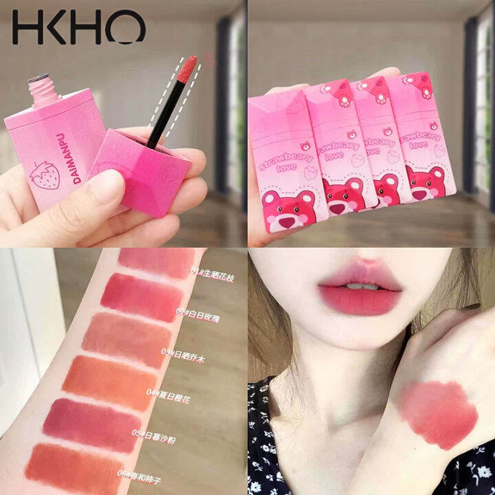 HKHO Pink Bear Business Card Matte Velvet Liquid Lipstick Long Lasting ...