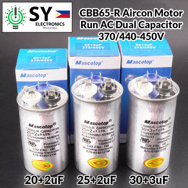 CBB65-R 440V AC Motor Start Run Aircon Metal Dual Capacitor 20+2uF | 25+2uF | 30+3uF 5% 50/60Hz ...