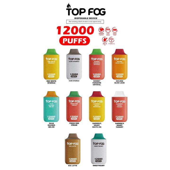 HOT TOP FOG CHILLAX 12000 Puffs Disposable Vape Pod 12k Puff Dispo 5 ...