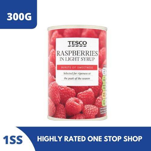 Tesco Raspberries In Light Syrup 300G (packaging may vary) | Lazada PH