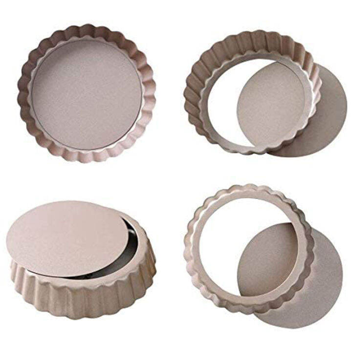Tart Pan, 4 Inch Mini Quiche Pan Removable Bottom Non-Stick Tin, for ...