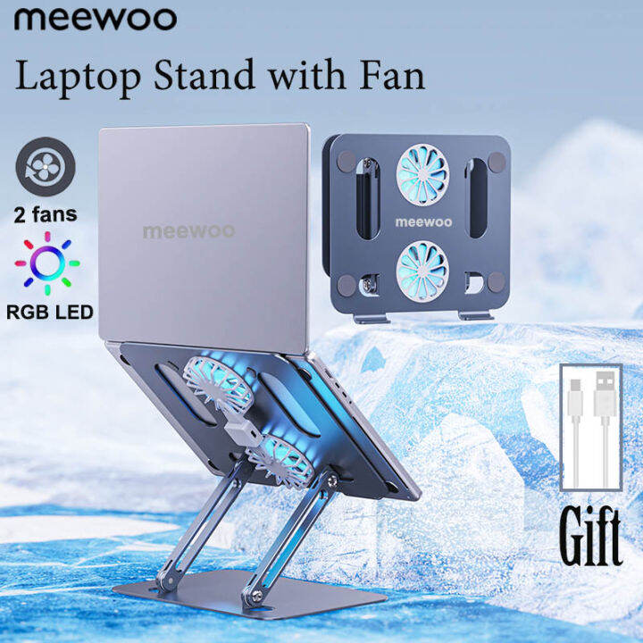 Meewoo Adjustable Laptop Stand With Fan Aluminum Alloy Laptop Riser ...
