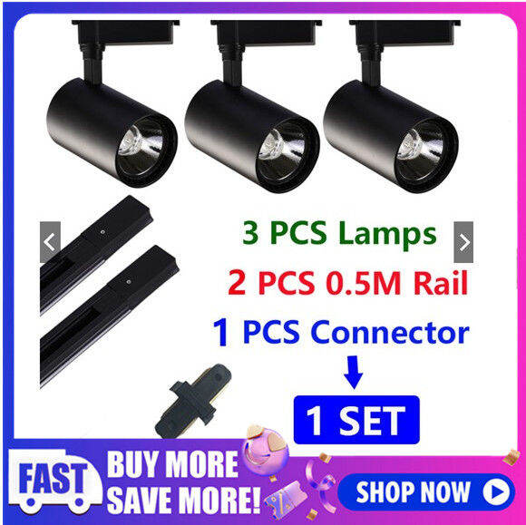 【Local Shipment】(3 Lamps+1M Rail) Full Set Led Track Lights Ceiling ...