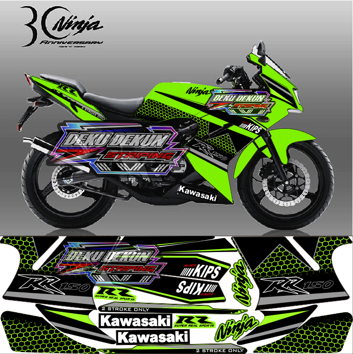 Stiker Striping Ninja Rr New Variasi Hexagon Hijau Cuting Laminasi ...