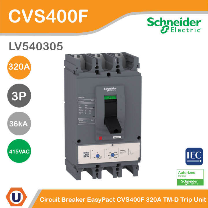 Schneider Electric Circuit breaker CVS400F, 36 kA at 415 VAC, 320A TM-D ...