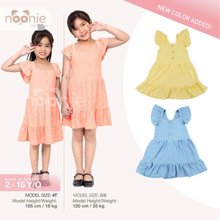 Noonie Kids - Girls Eyelet Dress- 2-16 years old - Placket and Ruffled ...