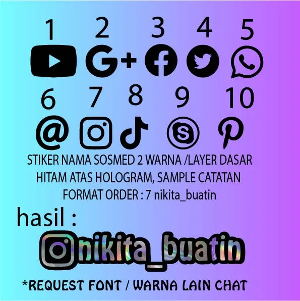 stiker logo dan nama sosmed cutting sticker 2 warna | Lazada Indonesia