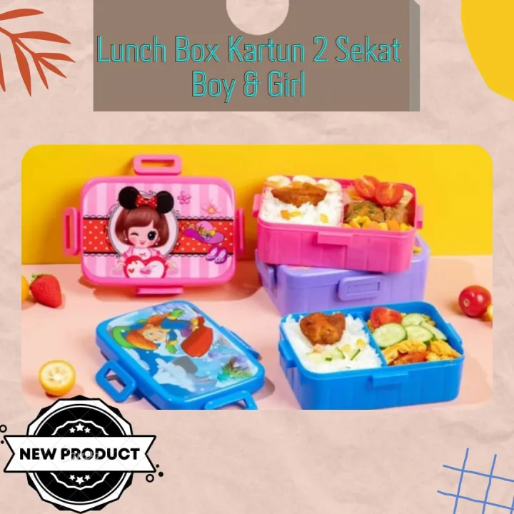LUNCH BOX KARTUN KOTAK BEKAL 2 SEKAT BOY & GIRL | Lazada Indonesia