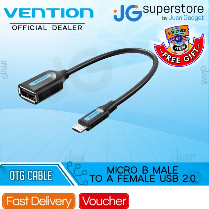 Vention USB 2.0 Micro-B Male to A Female OTG Cable 0.15M 480Mbps Black ...