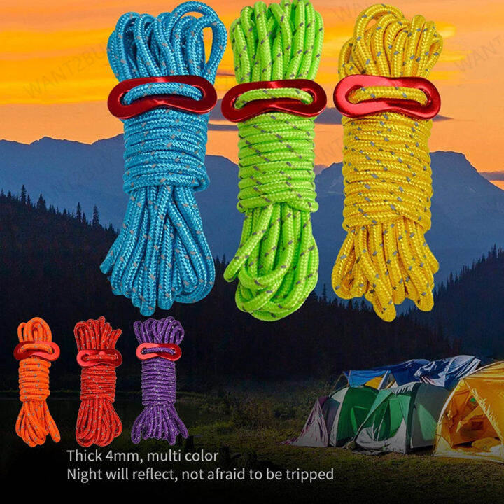 🇲🇾 🏆4mm 4 Meter Outdoor Reflective Camping Rope Tali Khemah Nylon Anti ...