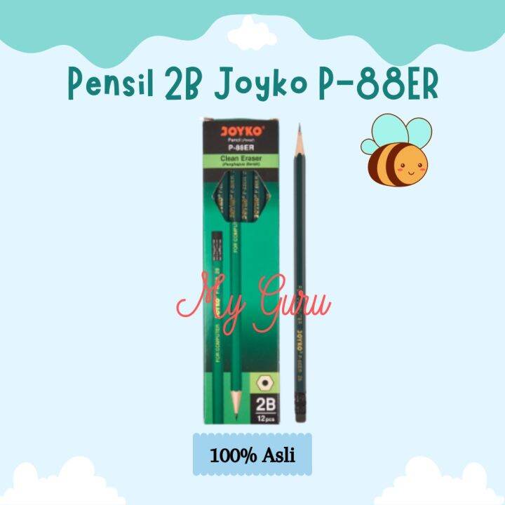 [PAK] PENSIL 2B JOYKO P-88ER WITH ERASER PENSIL TULIS KAYU DENGAN ...