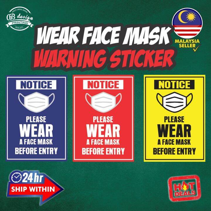 SOP STICKER WEAR FACE MASK WARNING SIGN READY STOCK | Lazada