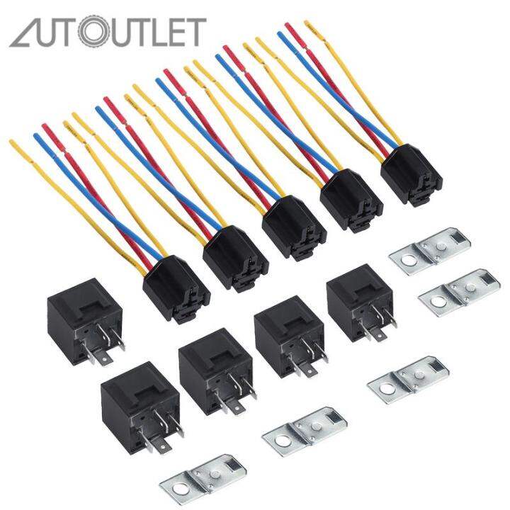AUTOUTLET 5 Sets DC 12V Car SPDT Automotive Relay 4 Pin 4 Wires w ...