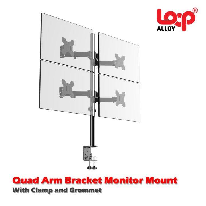 Loop Alloy Quad Arm Bracket Monitor Mount with Clamp and Grommet ...
