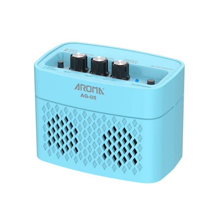 AROMA AG-05 Bluetooth Electric Guitar Amp Amplifier 5W Stereo Output Distortion Gain Tone ...