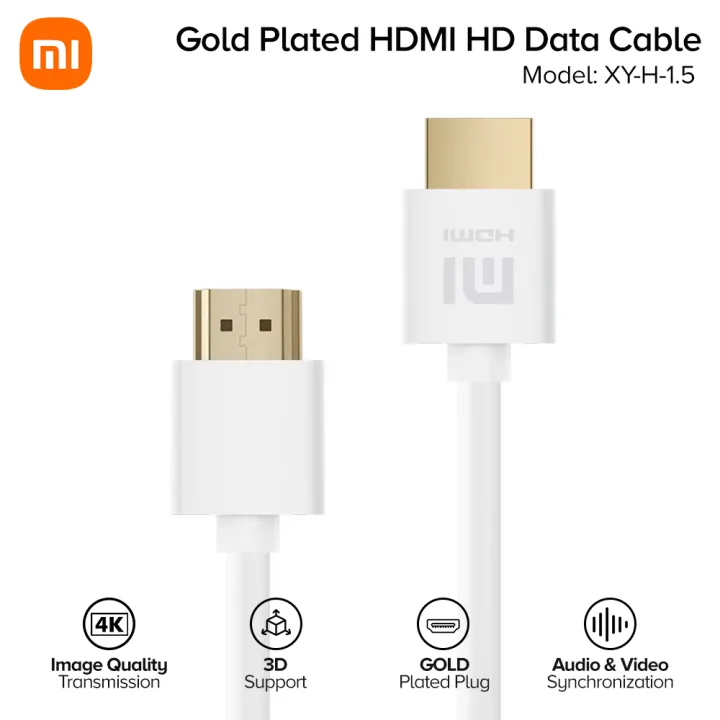 XIAOMI HDMI HD Data Cable Gold Plated 1.5M 4K for TV Game Console TV ...