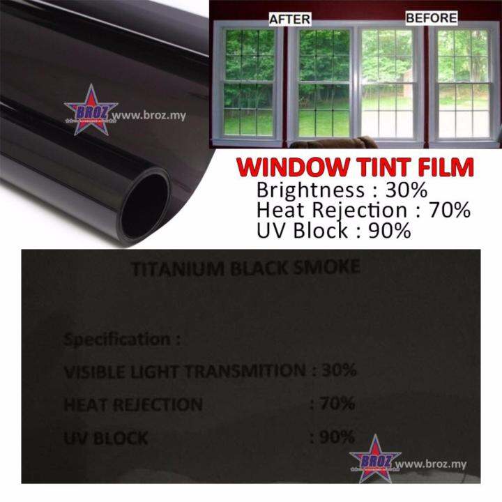 Kazuko (4ft x 4ft) Titanium Black Smoke 30% Solar Control Window Film ...