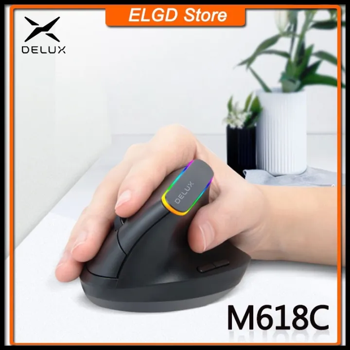 Delux Wireless Mouse M618C/M618DB Ergonomic Vertical Mouse USB Optical Mice | Lazada PH