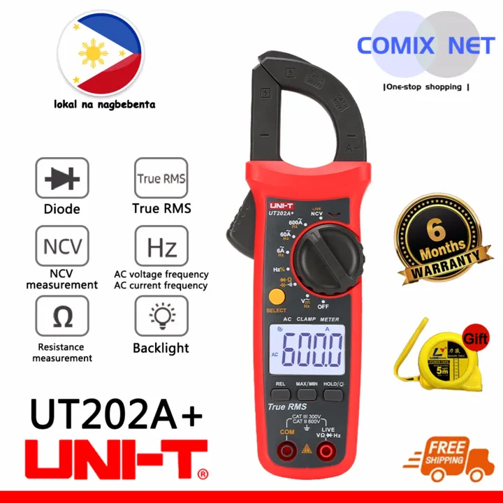 UNI-T UT202A+Digital Clamp Multimeter AC/DC Voltmeter AC Current Meter ...
