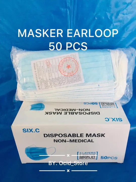 Masker Earloop 3ply 50pcs Disposable Earloop Surgical Masker Medis ...