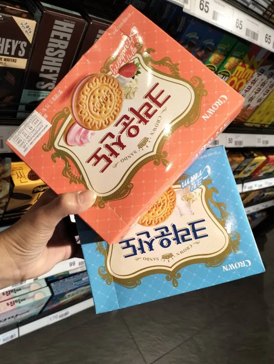 crown sando cream บิสกิตสอดไส้ รสนม รสสตอเบอรี่ครีมชีส crown sando ...