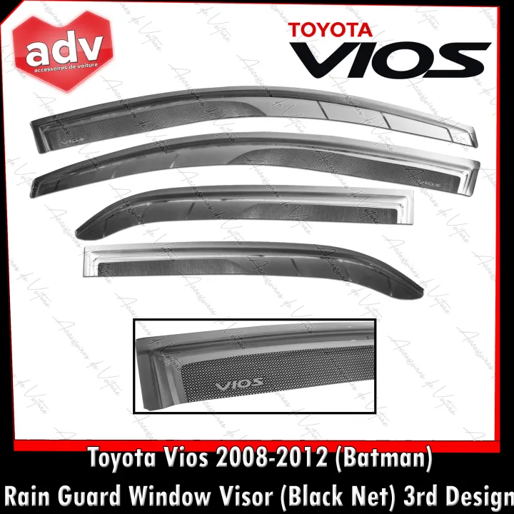 Toyota Vios BATMAN 2008-2012 Rain Guard Window Visor (Two Toned / Black ...