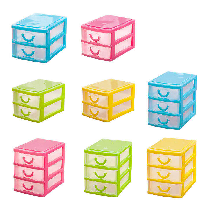 Mini translucent Drawer type plastic Storage Box（Blue 3 Layers ...