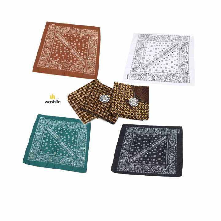 Slayer Ikat Kepala Segi Empat Motif Batik Putih, Hitam, Hijau, Coklat ...