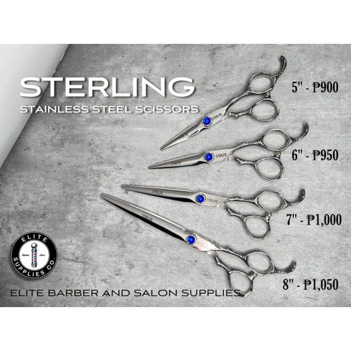 Sterling Scissors Stainless Steel professional scissors Elite barber ...