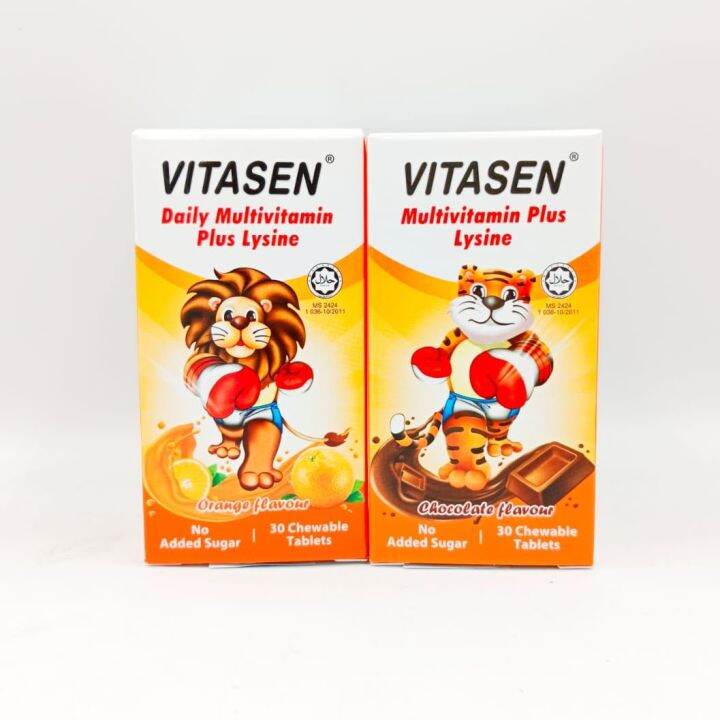 Vitasen Multivitamin Plus Lysine Tablet 30's (Chocolate/Orange) | Lazada