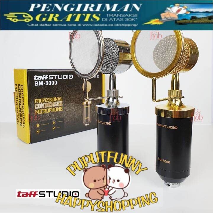 BM8000 Microphone BM 8000 Mikrofon Condenser Pro dengan Filter Pop ...