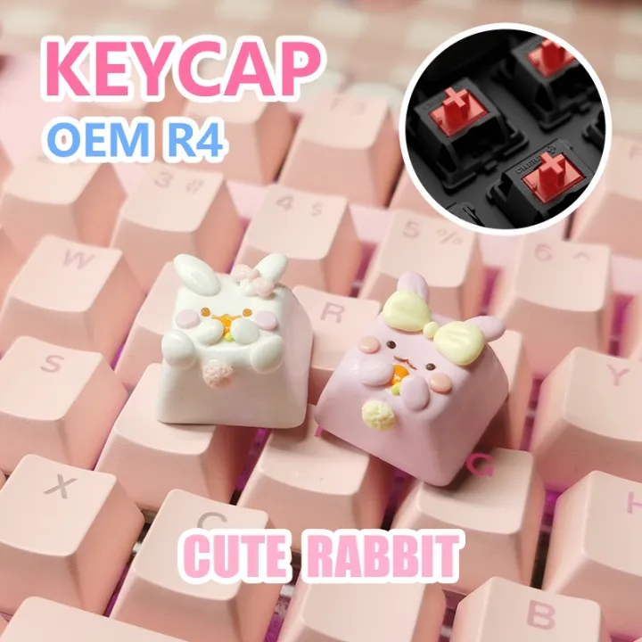 Anime cartoon soft pottery cute rabbit keycap three dimensional ...
