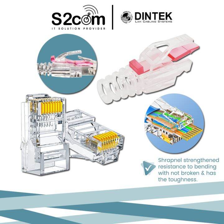 Dintek RJ45 Pass-Through Solid Core Cat6 Ezi Plug & Ezi Lock Solution ...