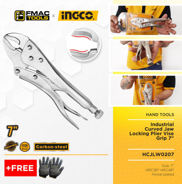 INGCO Industrial Curved Jaw Locking Plier Vise Grip 7" HCJLW0207 ...