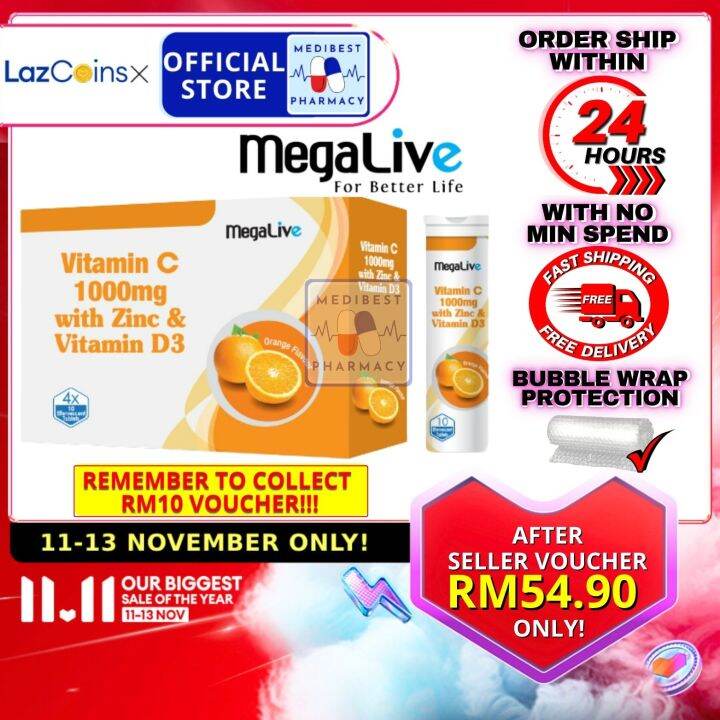 MegaLive Vitamin C 1000mg Effervescent Tablet | Lazada