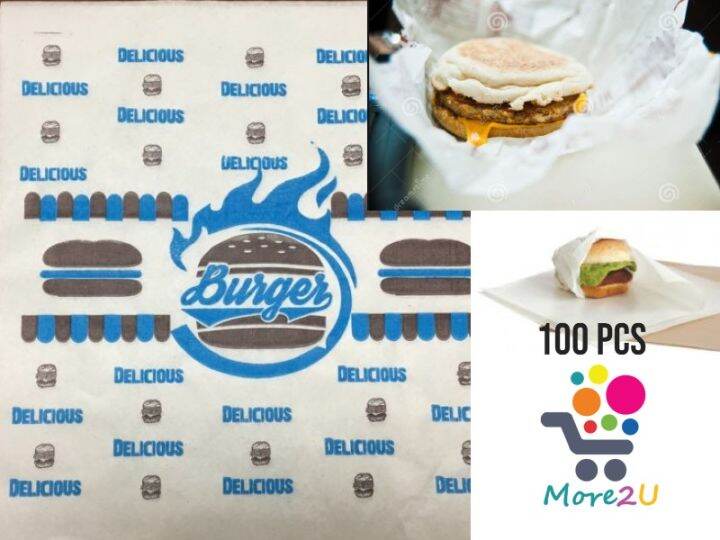 [100 Sheet] Burger Wrapper/Burger Wrap/ Printing & Plain Design | Lazada
