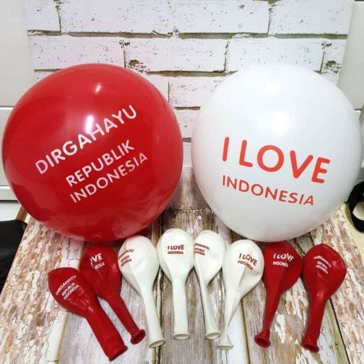 100PCS BALLON MERAH -PUTIH BALLON DEKORASI KEMERDEKAAN RI TULISAN MURAH ...