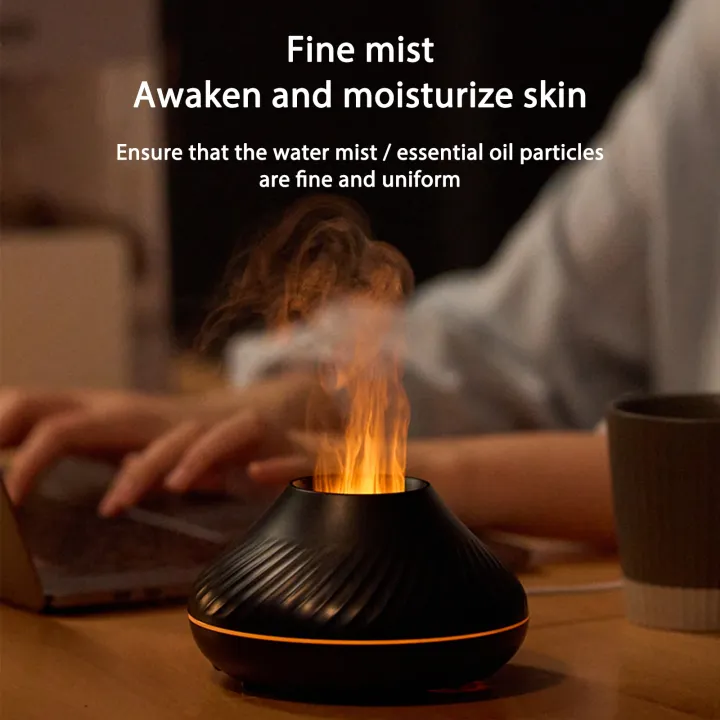 Volcanic Flame Aroma Diffuser Essential Oil Lamp 130ml USB Portable Air Humidifier with Color ...