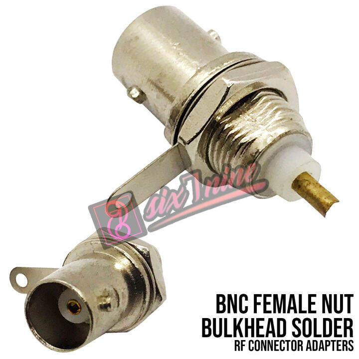 BNC Female Panel Mount with Nut Bulkhead Handle Solder Post Connector ...