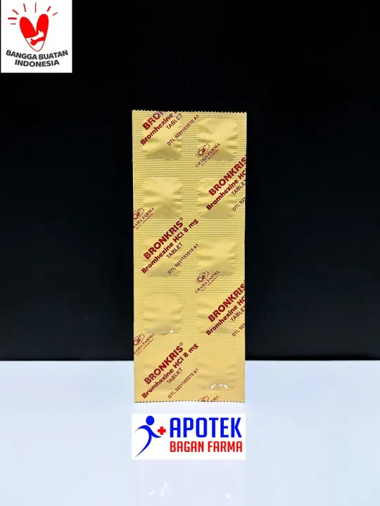 BRONKRIS TABLET | MEREDAKAN BATUK BERDAHAK | 1 STRIP = 10 TABLET ...
