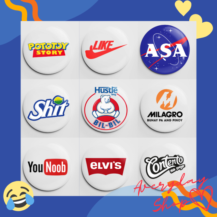 Spoof Design Button Pin 2.25 Inch Set 3 - Ordinary or Matte or Glitter ...