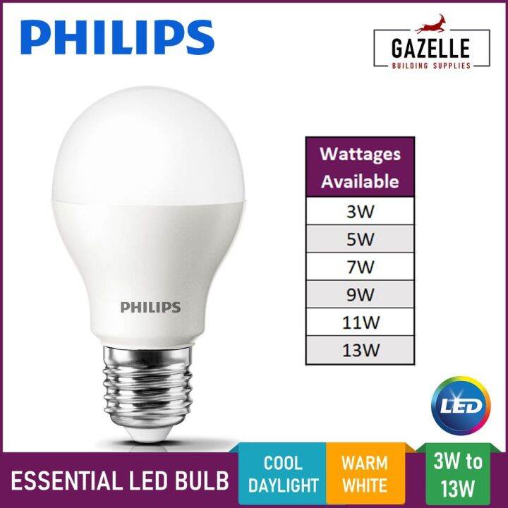 Philips Essential LED Light Bulb Daylight / Warm White 3 - 13W | Lazada PH