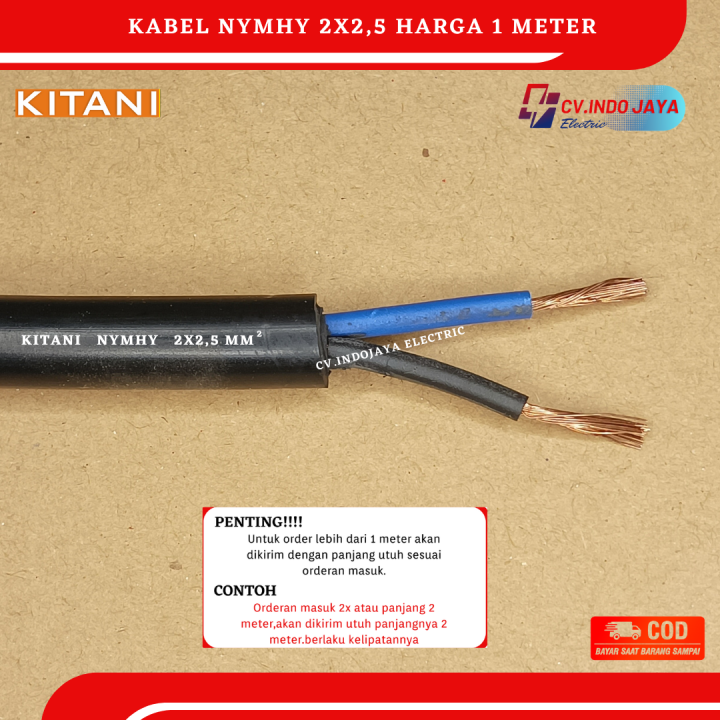 Kabel NYMHY 2X2,5 KITANI harga 1 meter kabel serabut 2 jalur | Lazada Indonesia