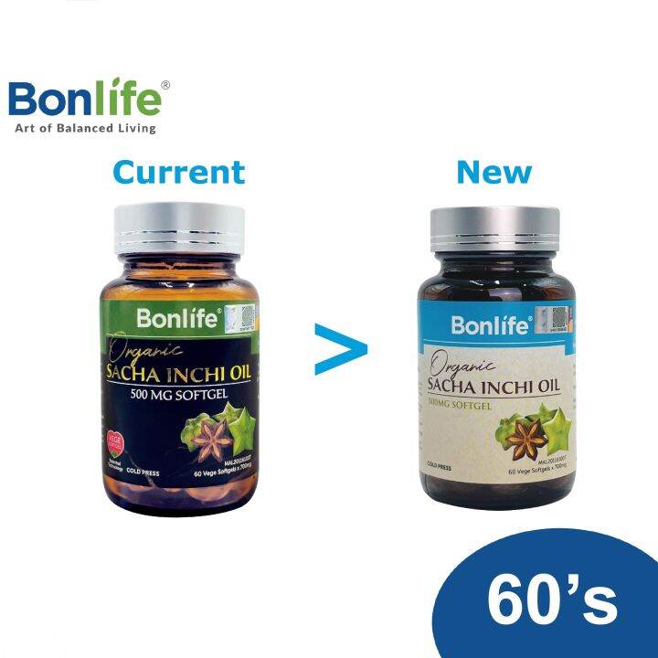 Bonlife Organic Sacha Inchi Oil 500mg of Softgel 60's EXP: 28/1/25 | Lazada