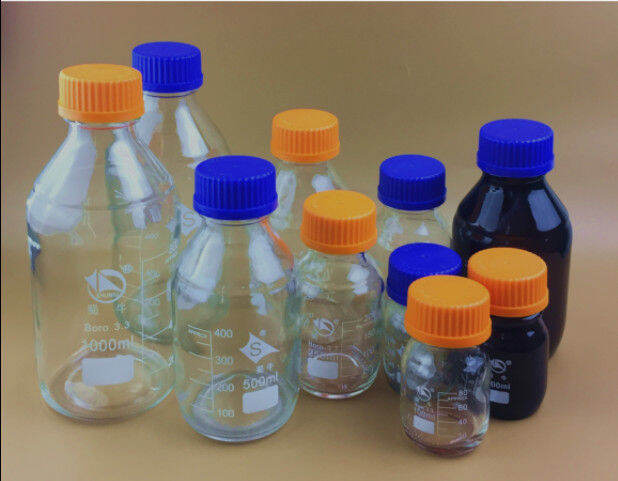 Borosilicate Glass Laboratory Bottle with Yellow Cap/ Botol Lab 5000ml ...