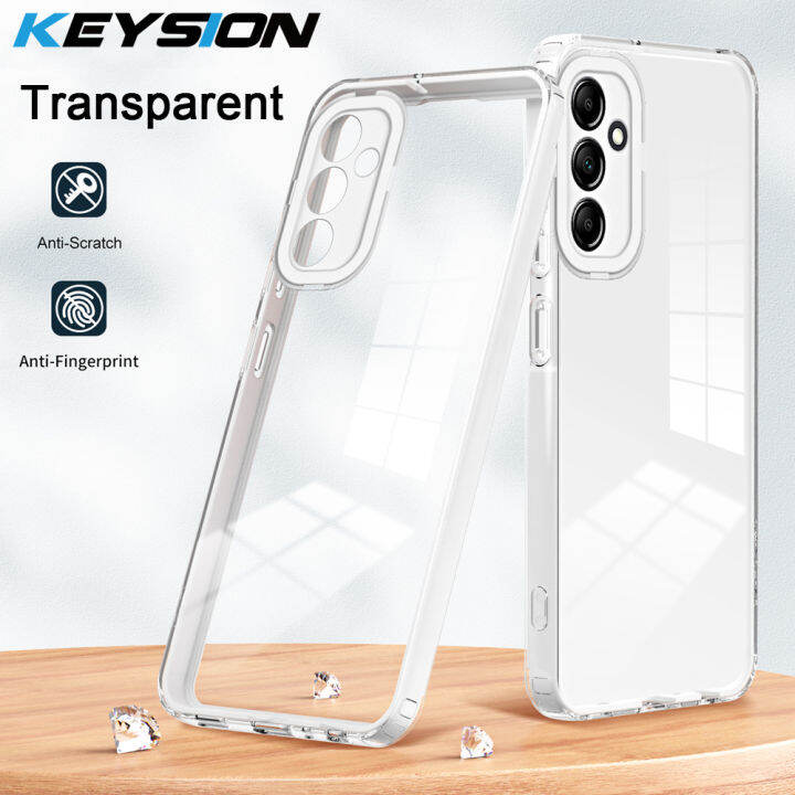 KEYSION Shockproof Clear Case for Samsung M14 5G A24 Transparent TPU Silicone + PC Phone Back ...
