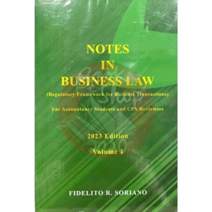Notes in Business Law volume 1 2023 edition By: Soriano | Lazada PH